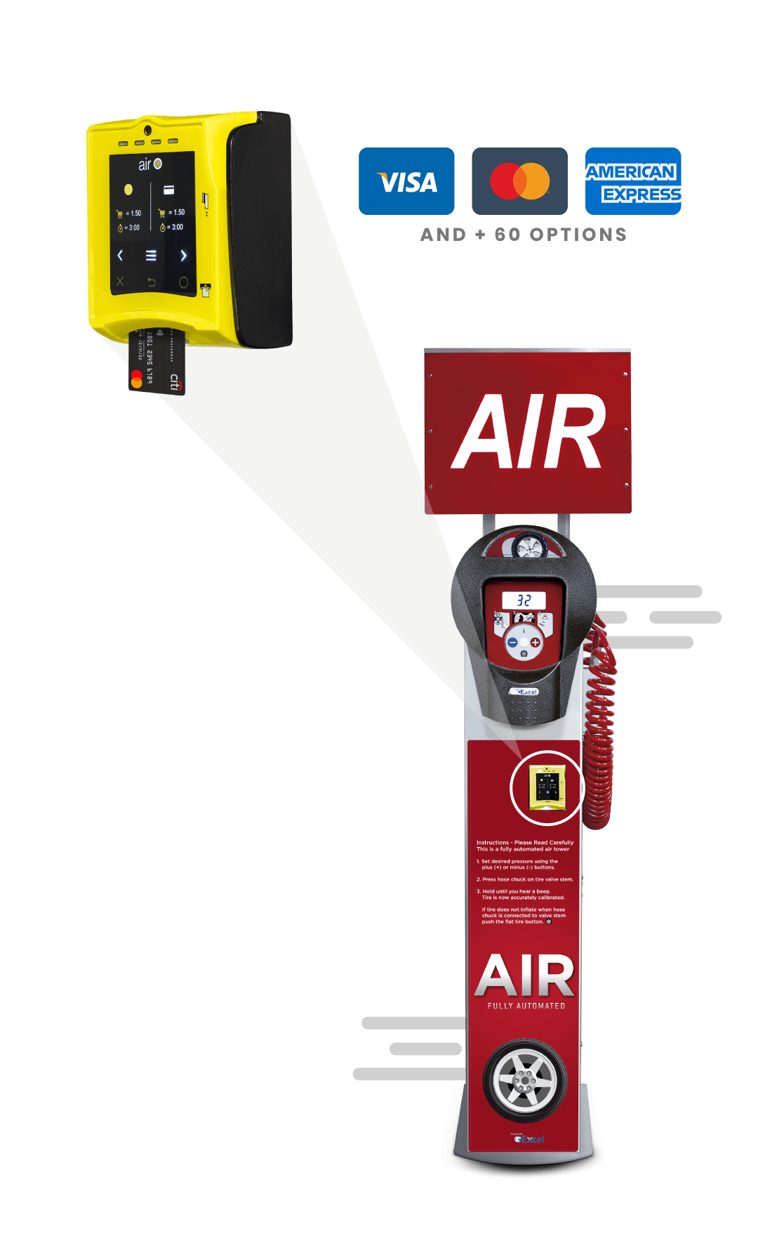SC05-SS | Air & Vacuum Air Machine - Excel Tire Gauge