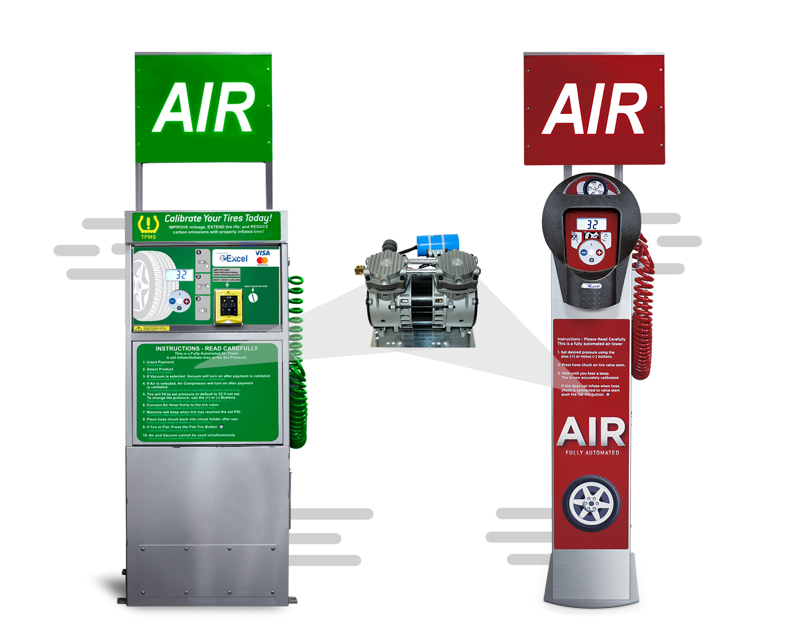 Twin-Headed Rocking Piston | Air Compressor - Excel Tire Gauge